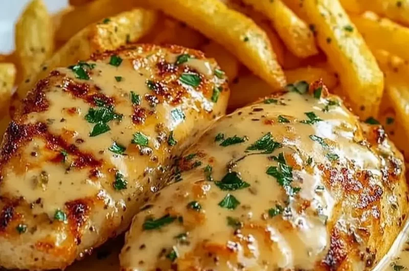 Chicken Fillet in Spicy, Creamy Garlic-Parmesan Sauce with Fries: An ...